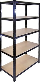 Fistar Regál 200x100x60 cm lakovaný 5-policový, nosnost 750 kg - ČERNÝ