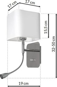 Nástěnné svítidlo Napoli, 1x bílé textilní stínítko + 1xLED 1w, ch