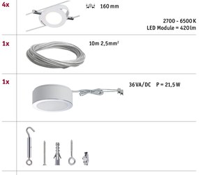 Paulmann 50107 RoundMac, lankové LED osvětlení, 4x4W LED 2700-6500K, bluetooth, délka 500cm