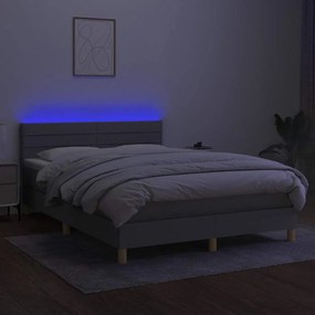 Box spring postel s matrací a LED světle šedá 140x190 cm textil 3133789