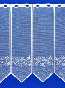 Českomoravská textilní žakárová vitrážová záclona V909, lístečky, s bordurou, bílá, výška 60cm (v metráži)