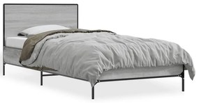 Rám postele šedý sonoma 75 x 190 cm kompozitní dřevo a kov