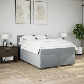 Box spring postel s matrací světle šedá 160 x 200 cm textil 3288253