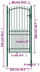 vidaXL Marketos Plotová branka EMMEN s hroty ocelová 104 x 147 cm zelená