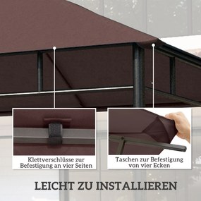 Outsunny náhradní střešní altán 2,93x2,93 m kryt altánu proti slunci z polyesteru v kávové barvě, ideální pro zahradu a terasu | Aosom.de