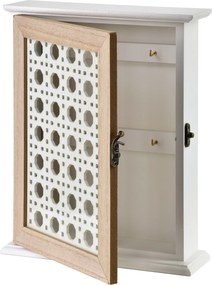 Dřevěná skříňka na klíče STACY Lace 19,5x6,5x25 cm hnědá/bílá