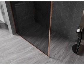 Mexen, Mexen Kioto-XF sprchová stěna s rámem 80 x 202 cm, grafit 10 mm, růžové zlato - 800-080-104-60-40-X