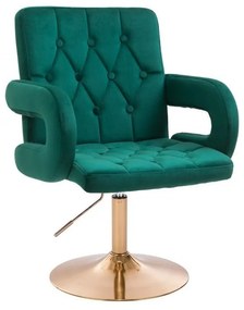LuxuryForm DESIGN Otočná židle BOSTON VELUR na zlatém talíři - zelená