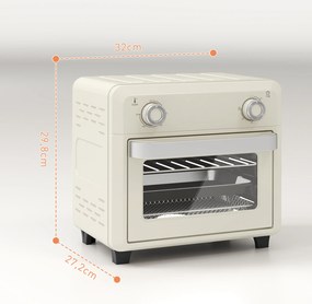 HOMCOM Mini trouba s konvekcí 10 l 2 v 1 Mini trouba s roštem, plechem na pečení a plechem na drobky, horkovzdušná fritéza 80 °C-230 °C, s dotykovým …
