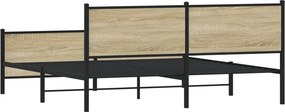 Kovový rám postele bez matrace dub sonoma 200 x 200 cm 3301367