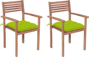 vidaXL Zahradní židle 2 ks podušky masivní teak [3062283] Barva: Jasně zelená