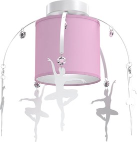 Dětské stropní svítidlo Baletnica white, 1x růžové textilní stínítko, w