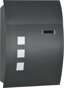 HOMCOM Poštovní schránka s víkem, zámkem, nástěnná poštovní schránka s okénkem vyrobená z pozinkované oceli, pro venkovní použití, 32 x 10 x 45 cm, tm