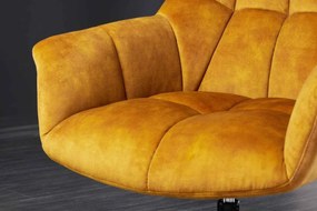Designové otočné křeslo Vallerina hořčičný samet