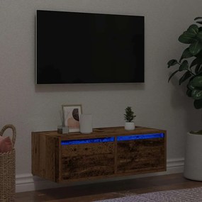 TV skříňka s LED osvětlením starého dřeva 75x35,5x25 cm