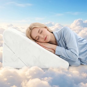 Costway Memory Foam Polštář na spaní Klínový polštář na spaní, bílý