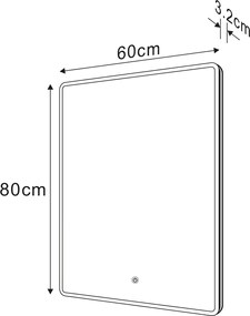 Sapho Sapho, PIRI zrcadlo s LED osvětlením 60x80cm, dotykový senzor, 2700-6500K, PR600S