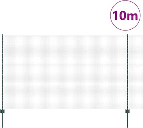 Svařovaná drátěná plotovina s tyčkami 10 x 1,4 m Zelená 3336454