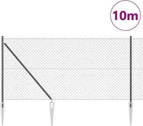 Řetězová plotová konstrukce s hroty 10 x 1,4 m Šedá Síťovina 3351179