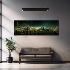 Obraz na plátně - Futuristické město - Světelná Abstrakce FeelHappy.cz Velikost obrazu: 150 x 50 cm