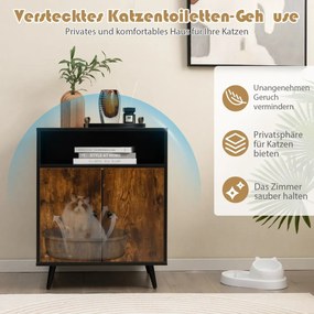 Costway Skříňka pro kočky kočičí toaleta domeček pro kočky s dvojitými dveřmi