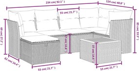 7dílná zahradní sedací souprava s poduškami černá polyratan 3264724