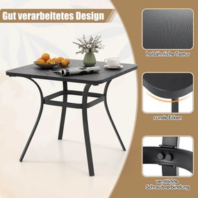Costway Zahradní stůl s deskou ve vzhledu dřeva pro 4 osob – 80 × 80 × 73 cm
