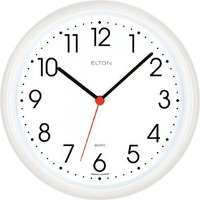 ELTON Kulaté plastové nástěnné hodiny české výroby Elton Minor – bílé E21.4757.00.000742