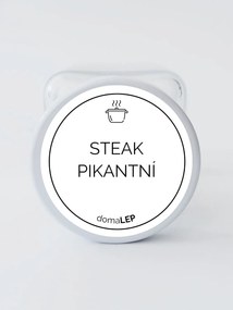 Samolepka na kořenky STEAK PIKANTNÍ bílá 5 cm základní písmo