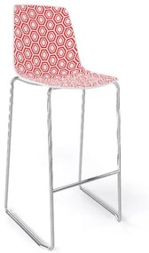 GABER - Barová židle ALHAMBRA ST vysoká, bíločervená/chrom