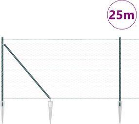 Hexagonální plot s podpěrou 25 x 1,4 m Ocel potažená PVC Zelená 3353105
