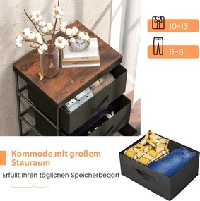 Costway Noční stolek s látkovými zásuvkami s kovovým rámem – 40 × 30 × – černý