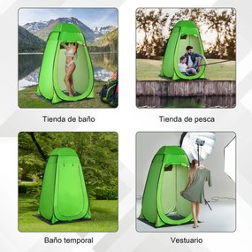 Outsunny Instantní Pop-Up Sprchový Stan pro Soukromí – Přenosný Stan s 1 Kapsou na Háčku a UV 20+ pro Koupelnu, Šatnu a Toaletu 126x124x189 cm Zelený
