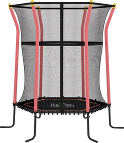 HOMCOM dětská trampolína Ø163,5 cm, vnitřní trampolína s ochrannou sítí, kryt okraje gumovým lanem, dětská trampolína do 50 kg, pro děti 3-10 let čer…