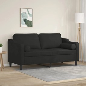 2místná pohovka s polštáři černá 140 cm textil 3200849