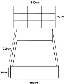 Eka Čalouněná postel Lucy 2 - 180x200 cm Barva látky Trinity: (2315) Tmavá šedá, Úložný prostor: Bez úložného prostoru