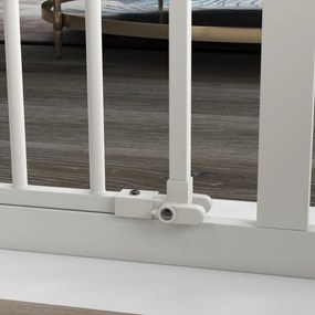 PawHut Zabezpečovací Zábrana Na Schody s 14 cm Expanzí Bez Vrtání pro Šířky 74-94 cm, Dvojitě Otevíratelná Zábrana, Bílá