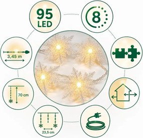 Vánoční LED závěs se sněhovými vločkami 95 LED