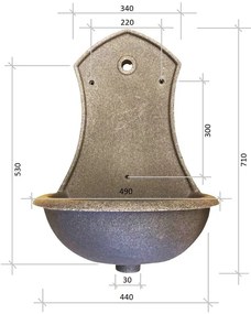 ROTO Zahradní Umyvadlo SATURN, stříbrná patina