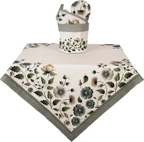 Béžová bavlněná chňapka - rukavice s květy Gently Blooming - 18*30 cm