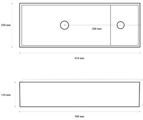 Gamma Pako, umyvadlo na desku 410x220x110 mm, bílá lesklá, GMA-UC-PAKO