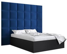 Manželská postel s čalouněným čelem 160 cm Brittany 3 (černá matná + modrá) (s roštem). 1045997