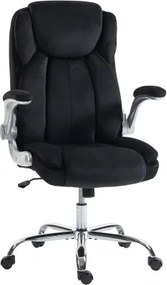 HOMCOM Ergonomická psací židle s vysokým opěradlem, sklápěcími podloketníky, sedák s pružinami, výškově nastavitelná, černá