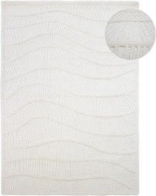 Bílý ručně tkaný koberec s příměsí vlny 200x290 cm Sculptured Wave – Flair Rugs