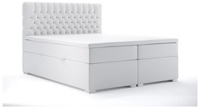Kontinentální postel 180 cm Daliny (bílá ekokůže) (s úložným prostorem). 1044206