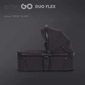 Sourozenecký kočárek EasyGo Duoflex Ebony Black, 2 sportovní části, 1 hluboká vanička