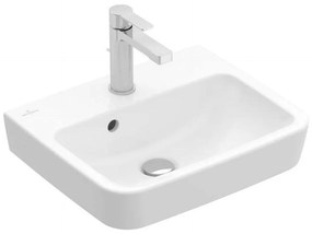 Villeroy & Boch O.novo - Umývátko 45x37 cm, s přepadem, otvor pro baterii, AntiBac, CeramicPlus, alpská bílá 434445T2