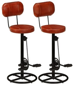 Barové stoličky 2 ks černé a hnědé pravá kozí kůže - Default Title