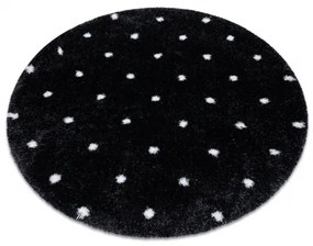 koberec FLUFFY 2370 kruhový shaggy tečky antracit / bílá velikost kruh 160 cm | krásné koberce cz