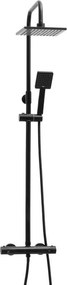 Erga Flova, sprchová souprava s termostatickou baterií a dešťovou hlavicí 20x20cm, černá matná, ERG-YKA-BP.FLOVA THERM 20 BLK